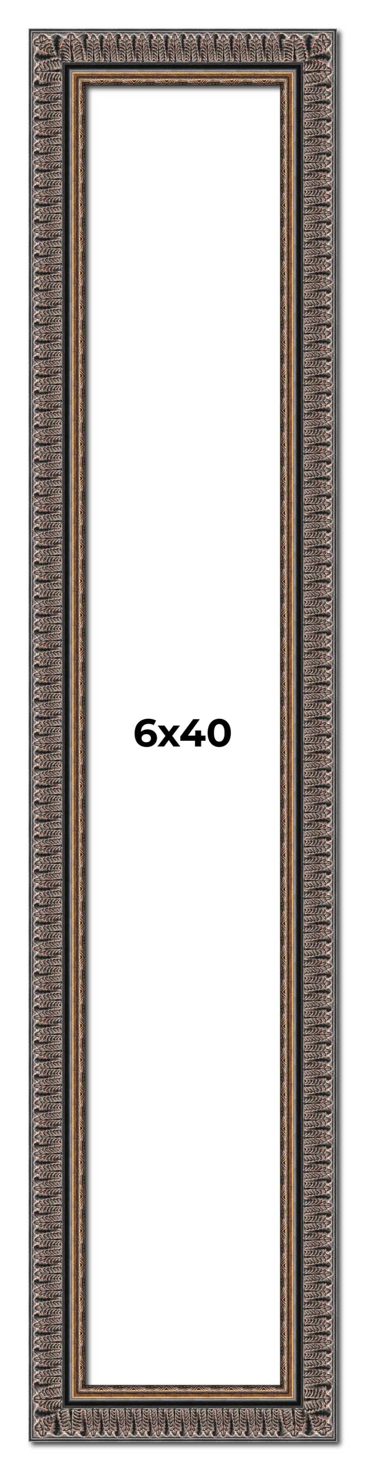 6x40 Frame Black Feather Payton Ornate Solid Wood Picture Frame Width 1 ...