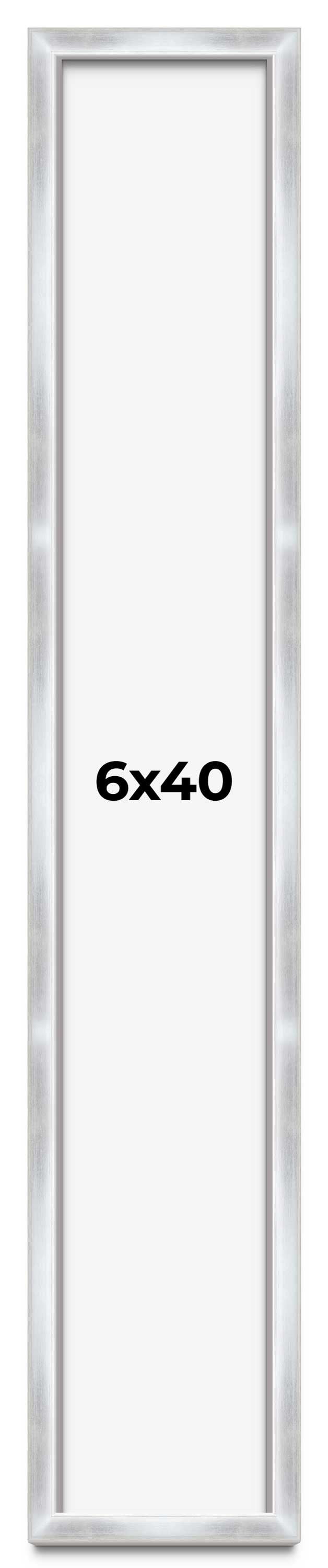 6x40 Frame Silver Whitewashed Wood Grain Solid Wood Shadow Box | 0.75 ...