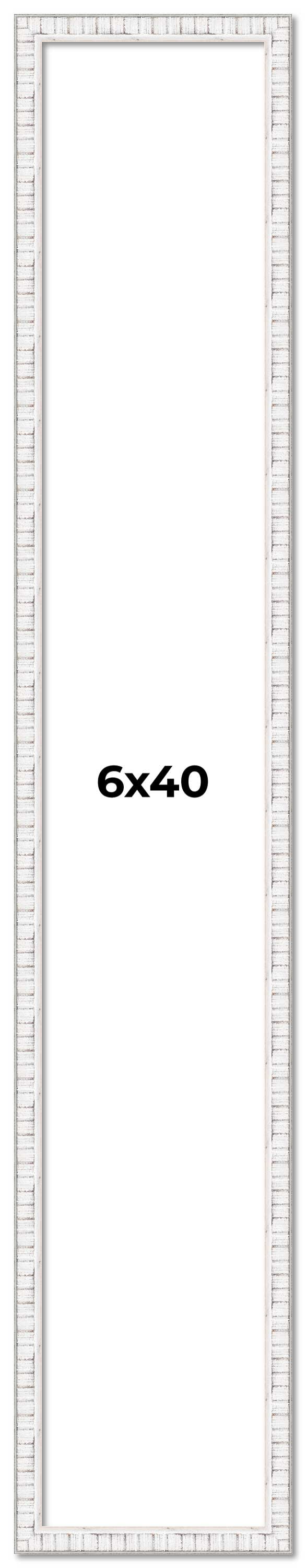 6x40 Frame White Scuffed Rustic Solid Wood Picture Frame | 0.75 Inch ...