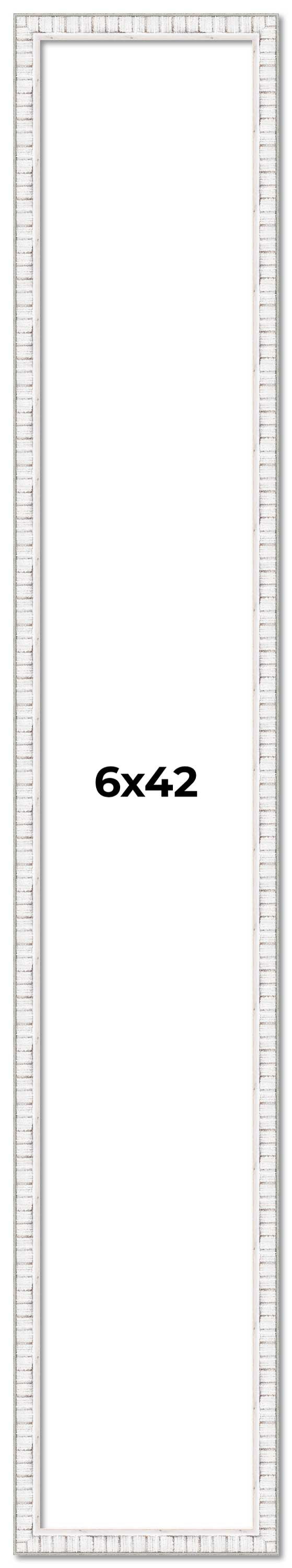 6x42 Frame White Scuffed Rustic Solid Wood Picture Frame | 0.75 Inch ...