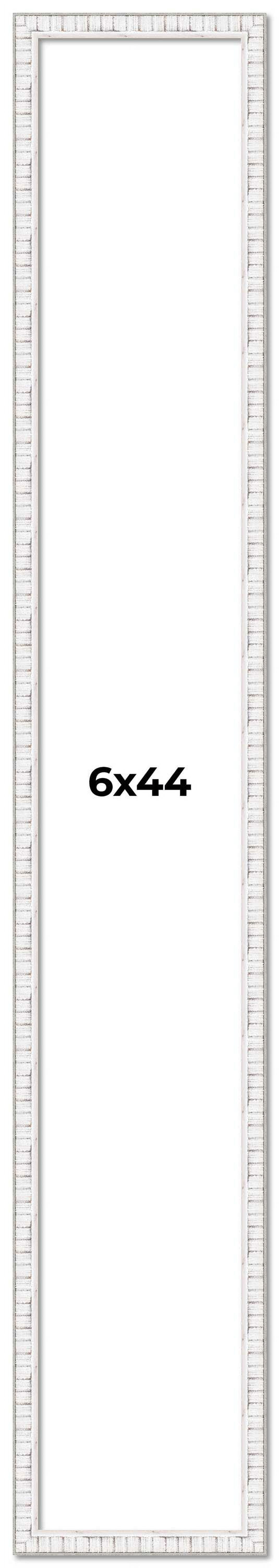 6x44 Frame White Scuffed Rustic Solid Wood Picture Frame | 0.75 Inch ...