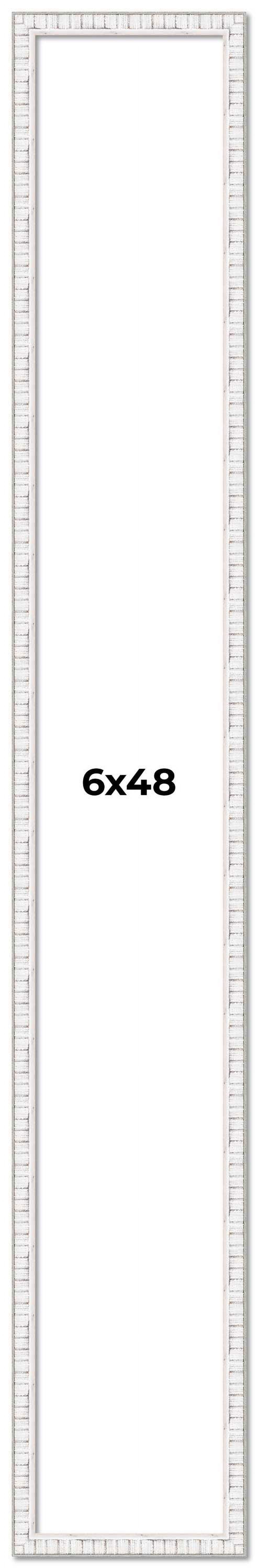 6x48 Frame White Scuffed Rustic Solid Wood Picture Frame | 0.75 Inch ...