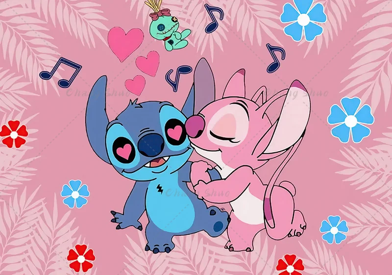 6x4FT Cartoon Stitch Backdrop Banner Baby Shower Children's Birthday ...