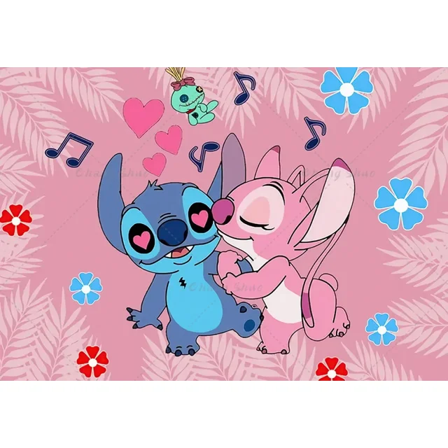 6x4FT Cartoon Stitch Backdrop Banner Baby Shower Children's Birthday ...