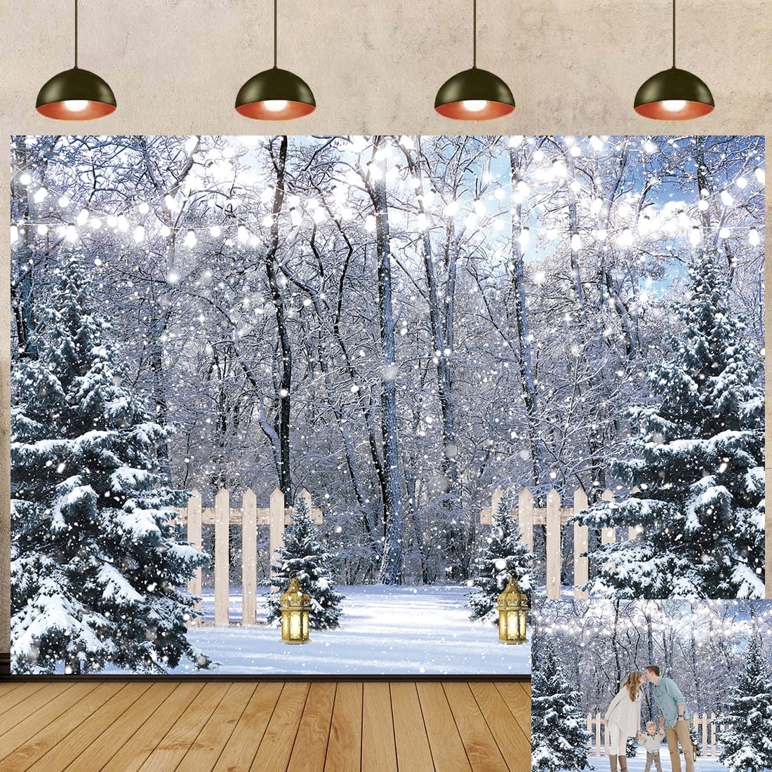 6x4FT Winter Backdrop Winter Scene Backdrop Snow Wonderland Pine Tree ...