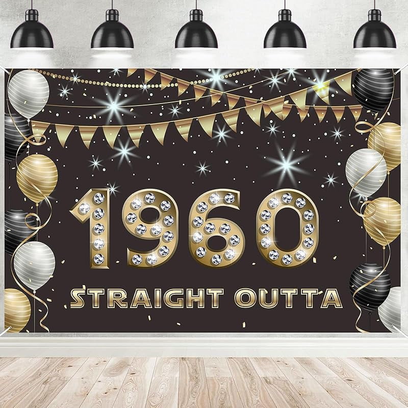 6x4Ft 1960 Birthday Banner Backdrop, Cheer to 65 Years Birthday Banner ...