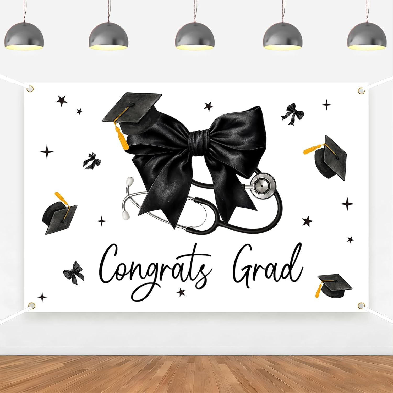 6x4Ft Black Bow Nurse Graduation Backdrop Congrats Grad Nursing ...