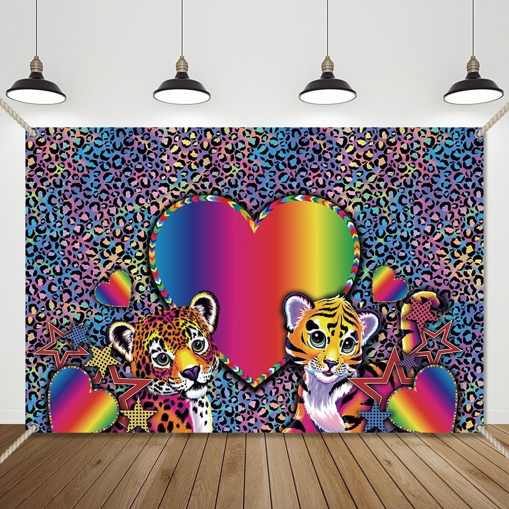 6x4Ft Early 2000s Leopard Backdrop for Photography Heart Tiger Cheetah ...