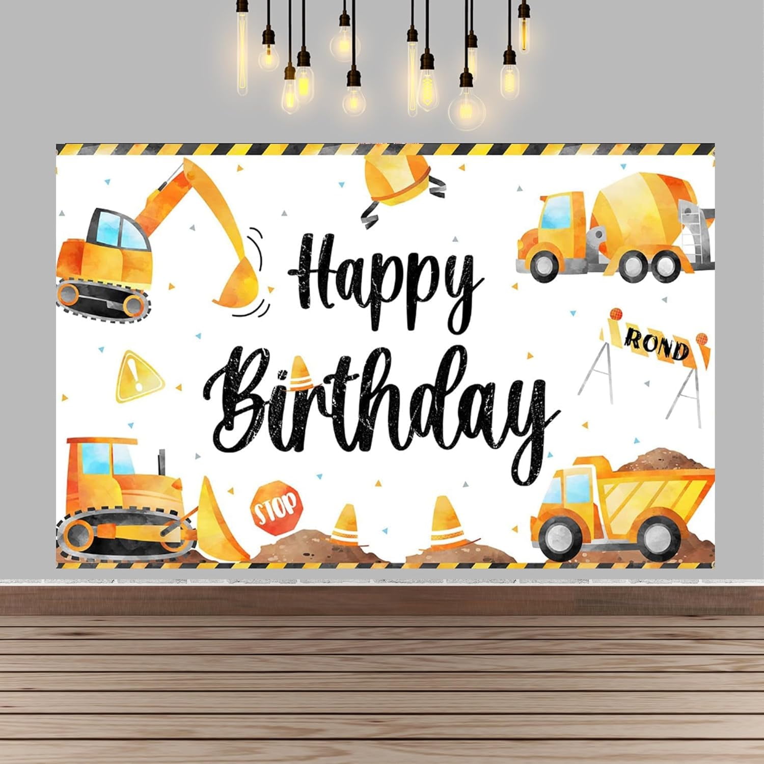 6x4Ft Engineering Vehicle Construction Backdrop for Happy Birthday ...