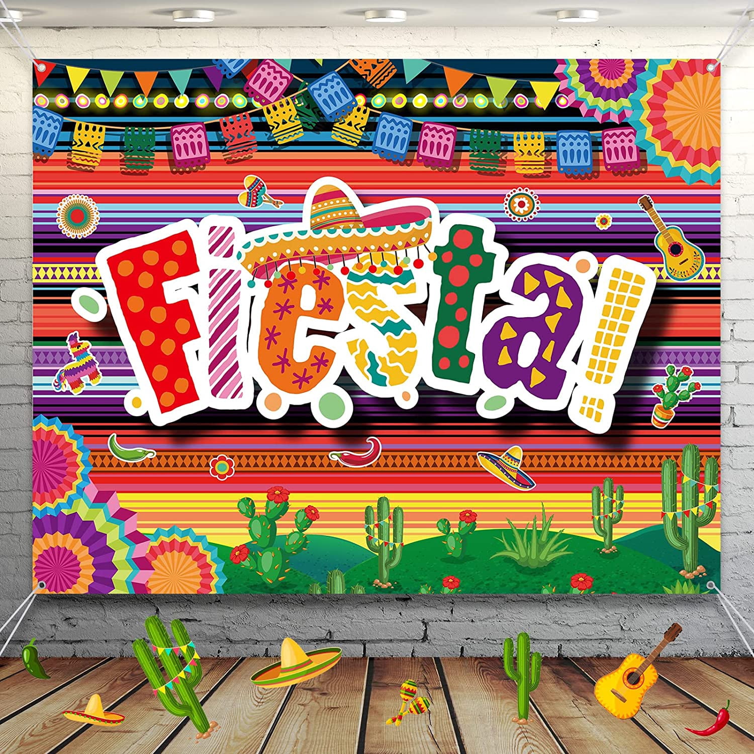 6x4Ft Fiesta Theme Photography Backdrop Mexican Cinco De Mayo Themed ...