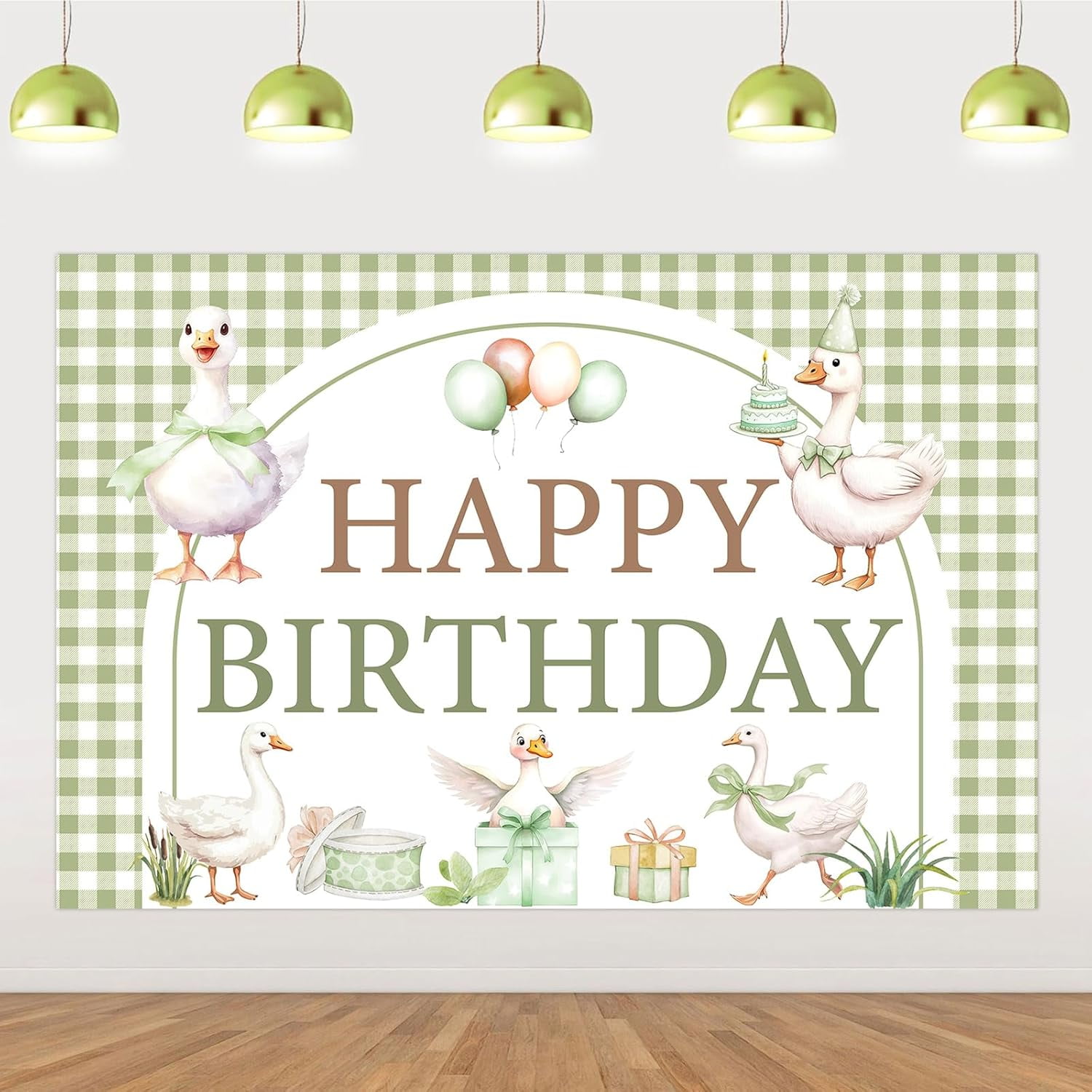 6x4Ft Goose Birthday Backdrop Silly Goose Birthday Decorations Green ...