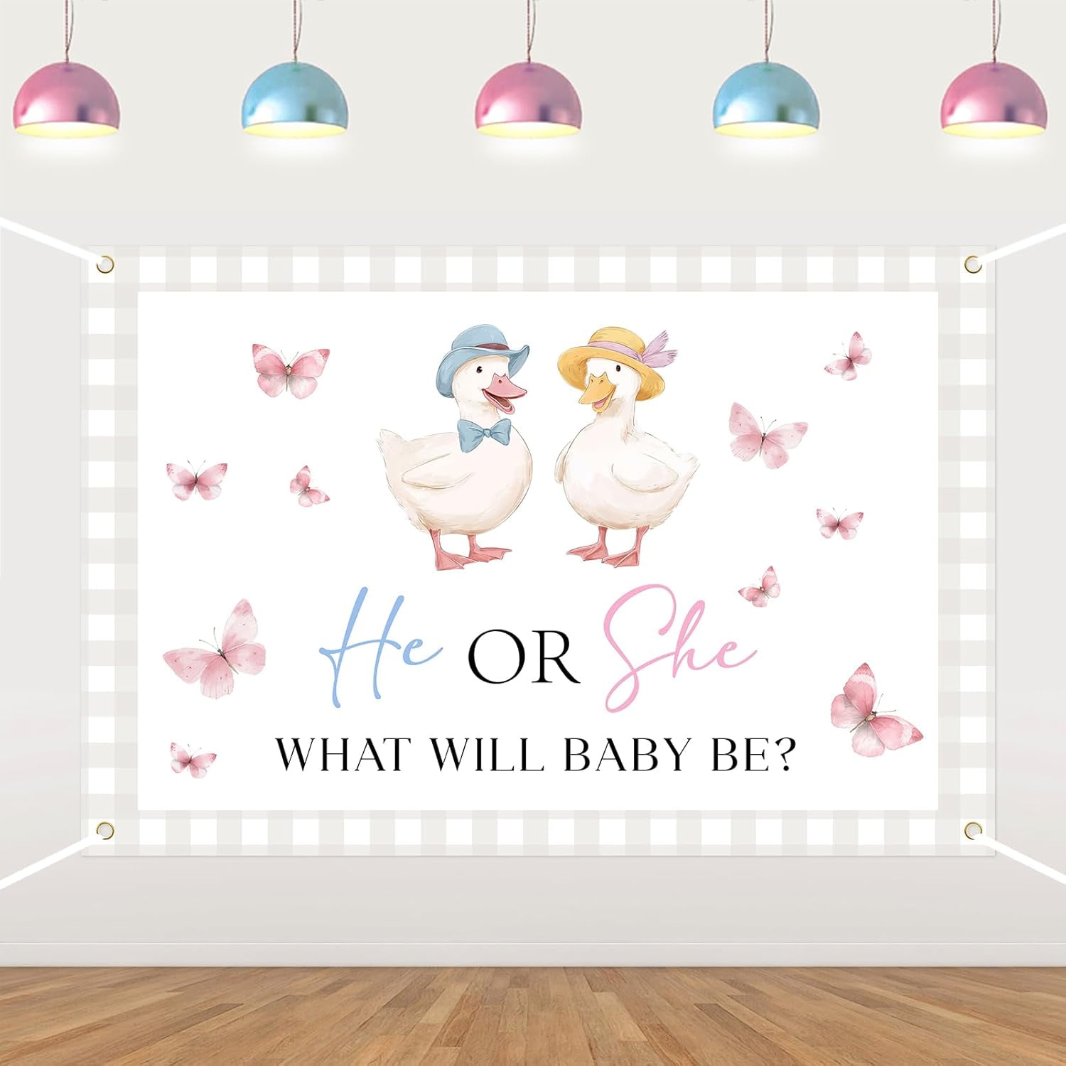 6x4Ft Goose Gender Reveal Backdrop Silly Goose He or She What Will Baby ...
