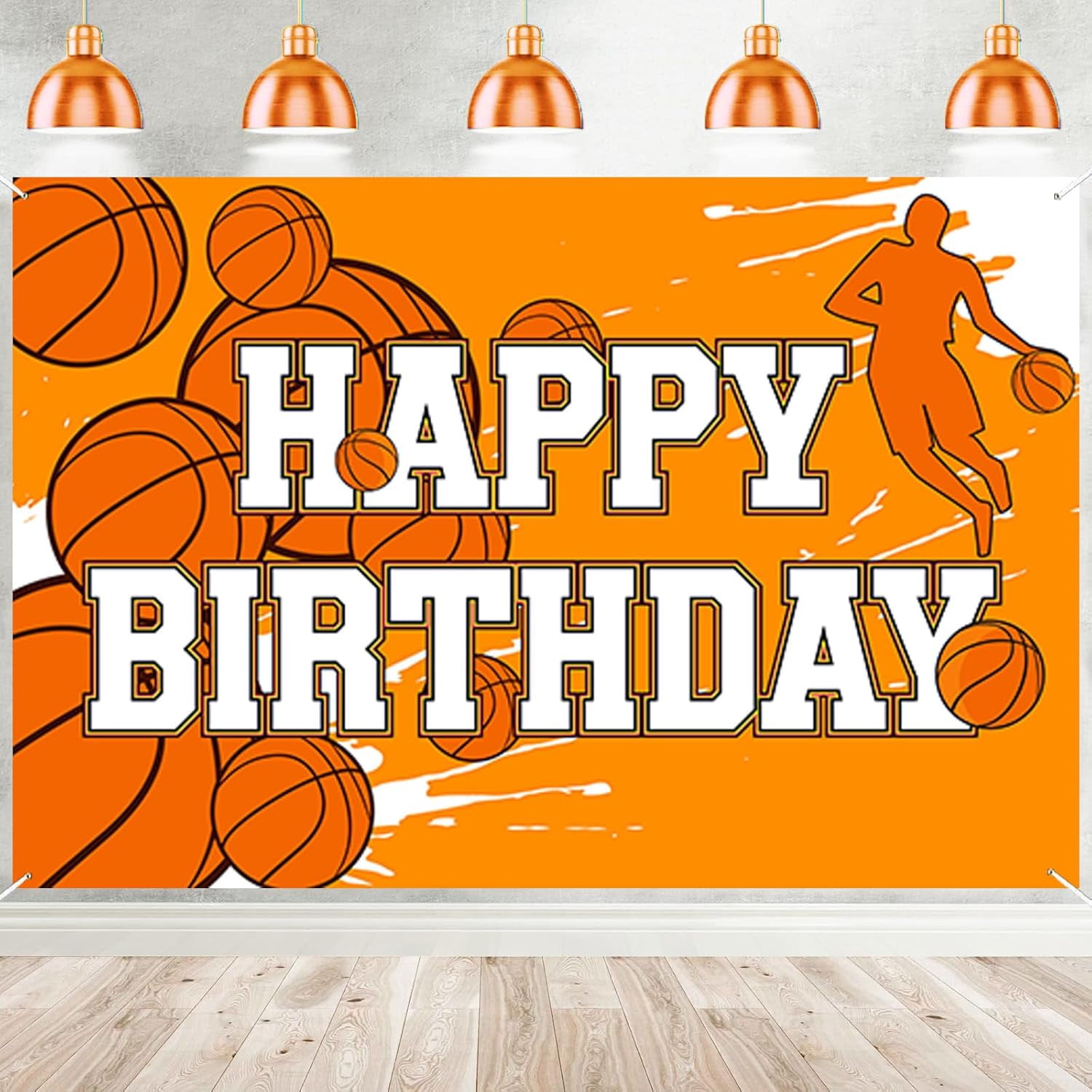 6x4Ft Happy Birthday Banner Basketball Sports Sign Banner Decorations ...