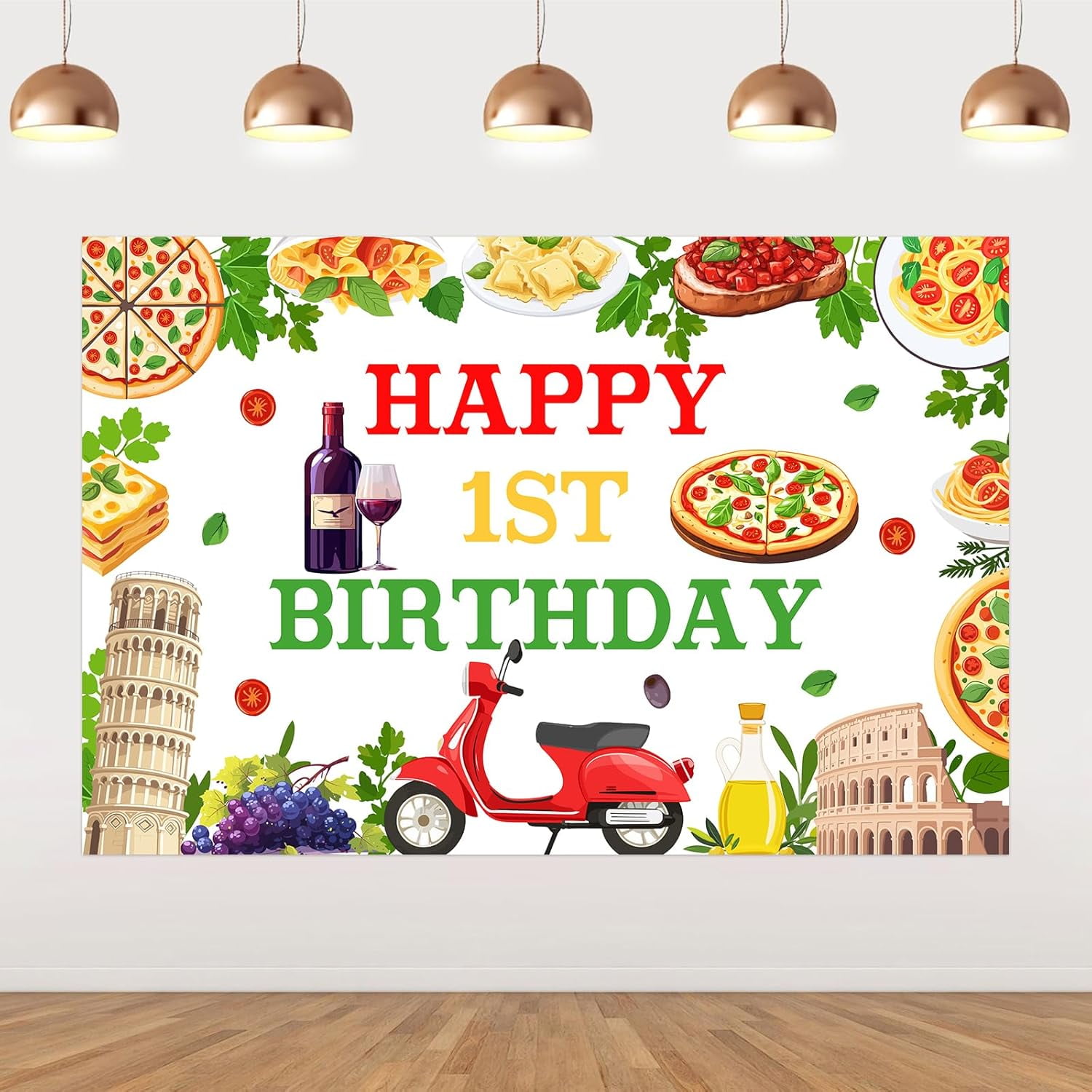 6x4Ft Italian Pizza First Birthday Backdrop Italian First Birthday ...