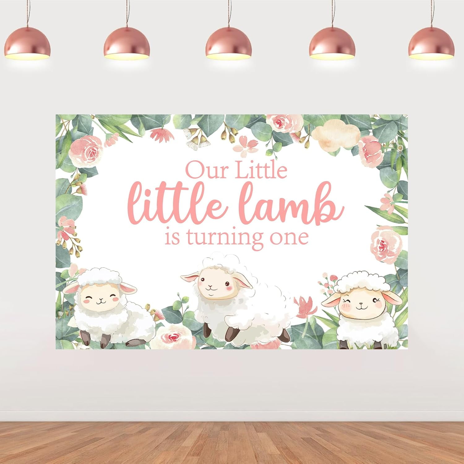 6x4Ft Lamb 1st Birthday Party Decorations, Our Little Lamb is Turning ...