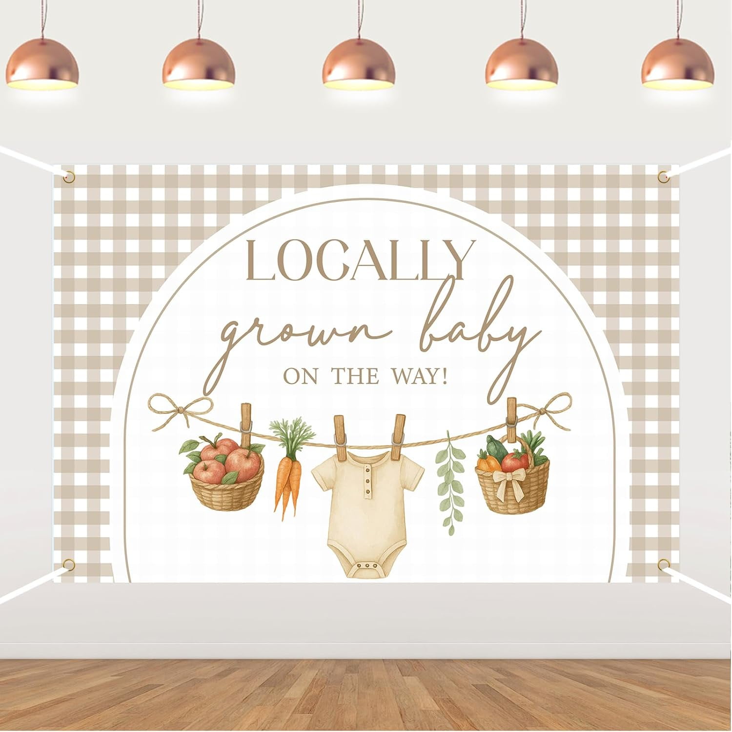 6x4Ft Locally Grown Baby Shower Backdrop Vegetable Fruit Baby Clothes ...