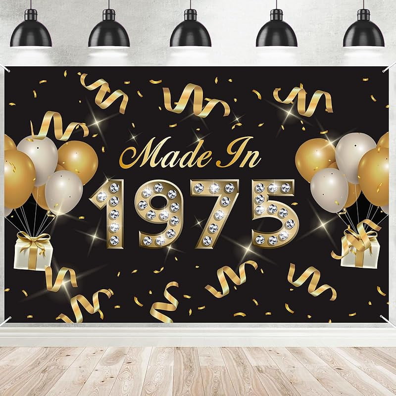 6x4Ft Made in 1975 Birthday Backdrop, Cheer to 50 Years Happy Birthday ...