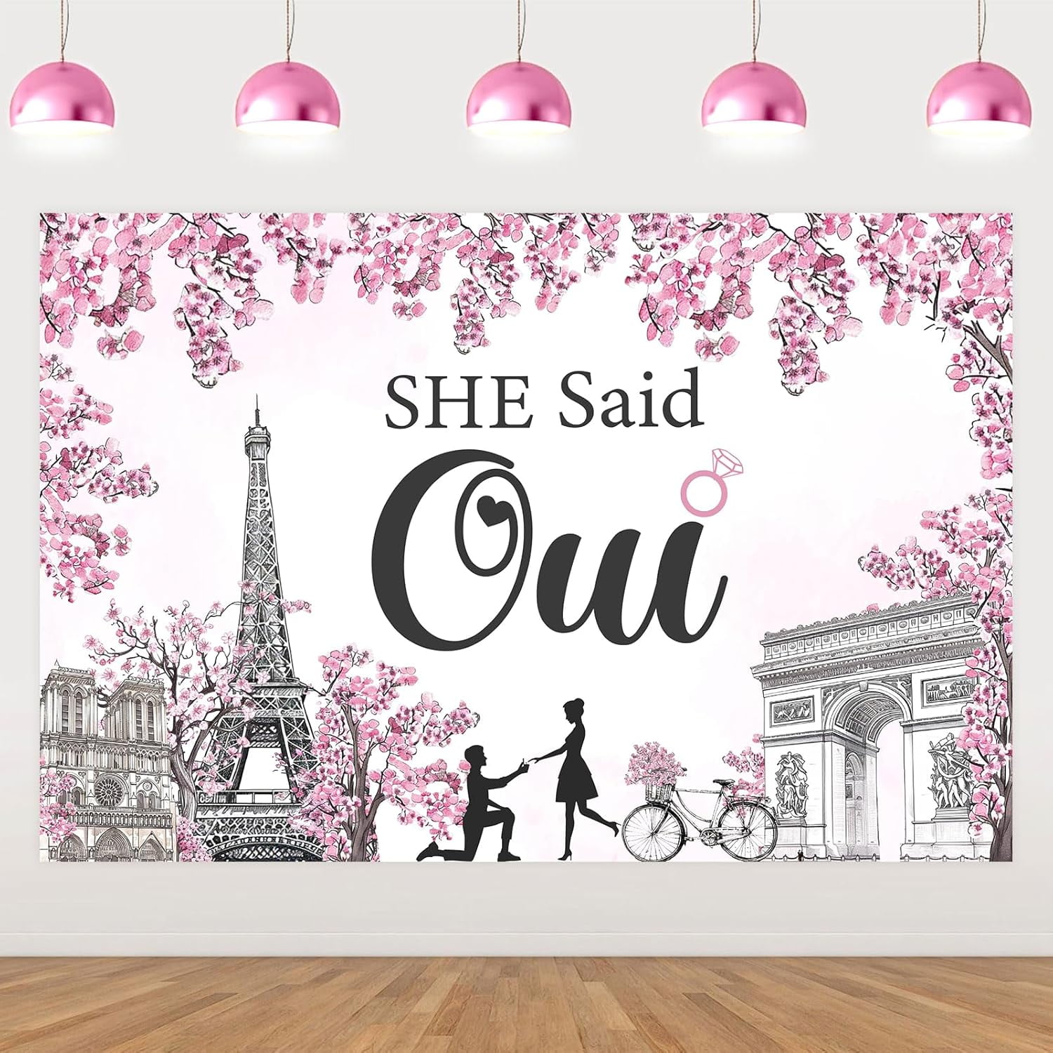 6x4Ft Paris Theme Backdrop for Girl Pink Floral Paris Bridal Shower ...