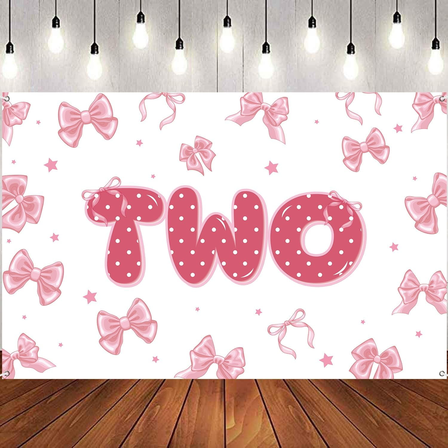 6x4Ft Pink Bow Two Backdrop for Girls 2nd Birthday Party Photography ...