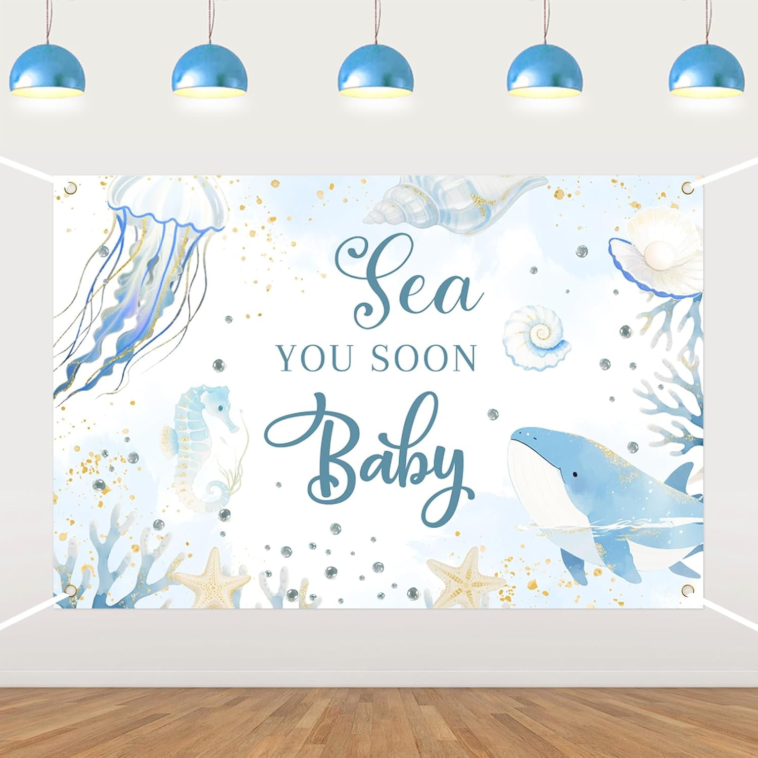 6x4Ft Sea You Soon Baby Shower Backdrop Under The Sea Welcome Baby ...
