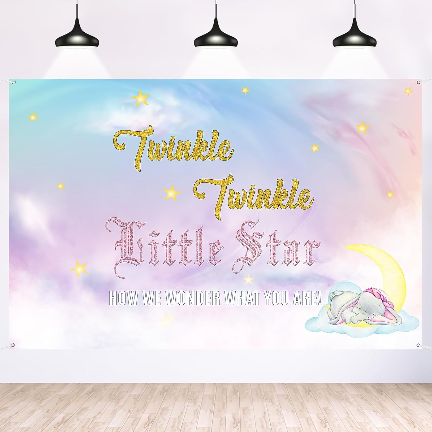 6x4Ft Twinkle Twinkle Little Star Backdrop Gender Reveal Boy or Girl Photography Background Baby ...