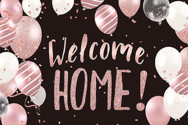 6x4Ft Welcome Home Banner Balloons Fabric Backdrop Photography ...
