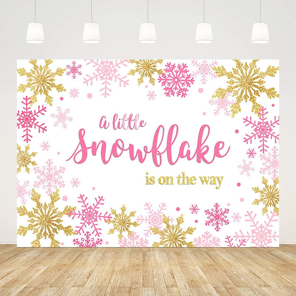 6x4Ft Winter Snowflake Baby Shower Backdrop A Little Snowflake is On ...
