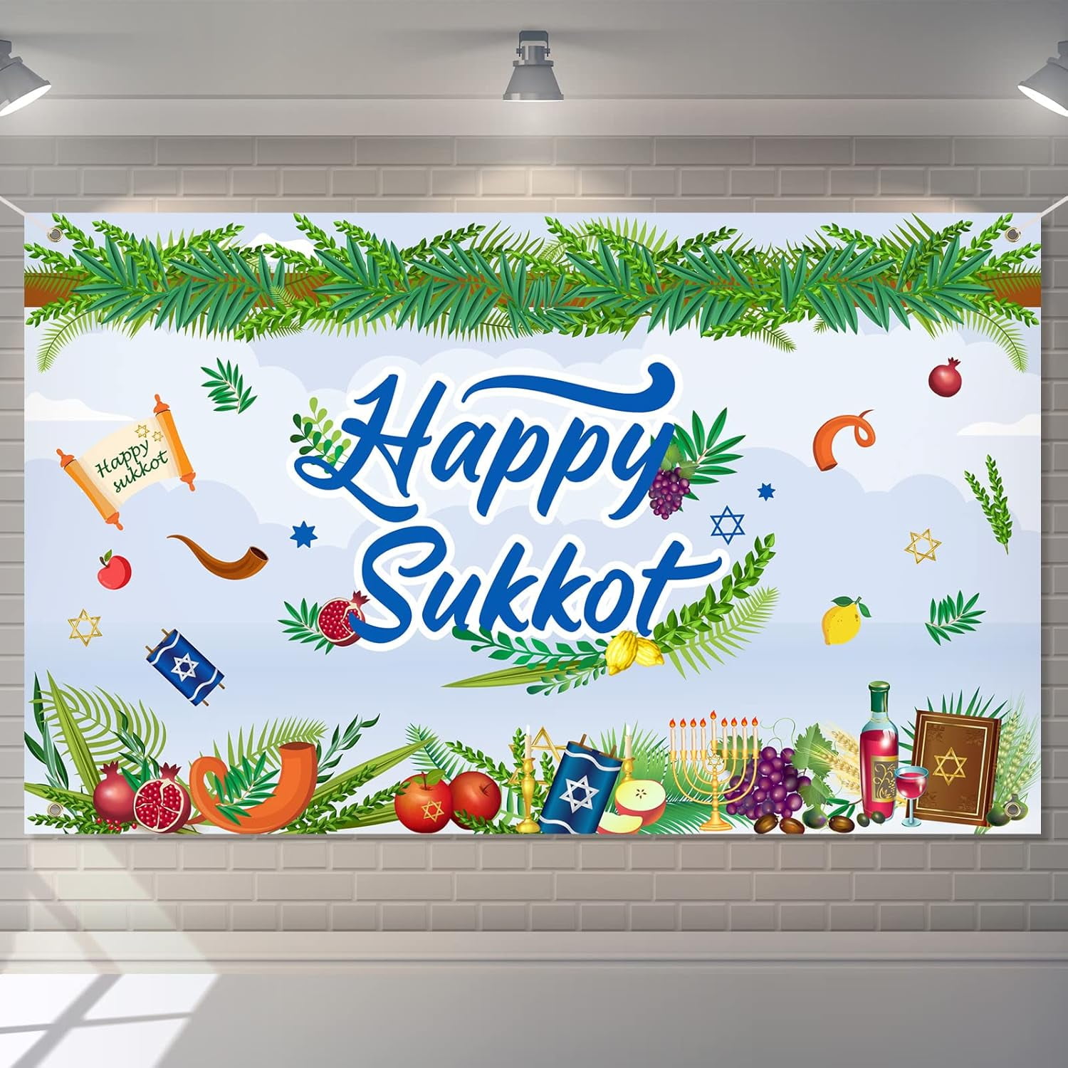 6x4FtHappy Sukkot Party Banner Sukkot Backdrop Banner Decoration Jewish ...