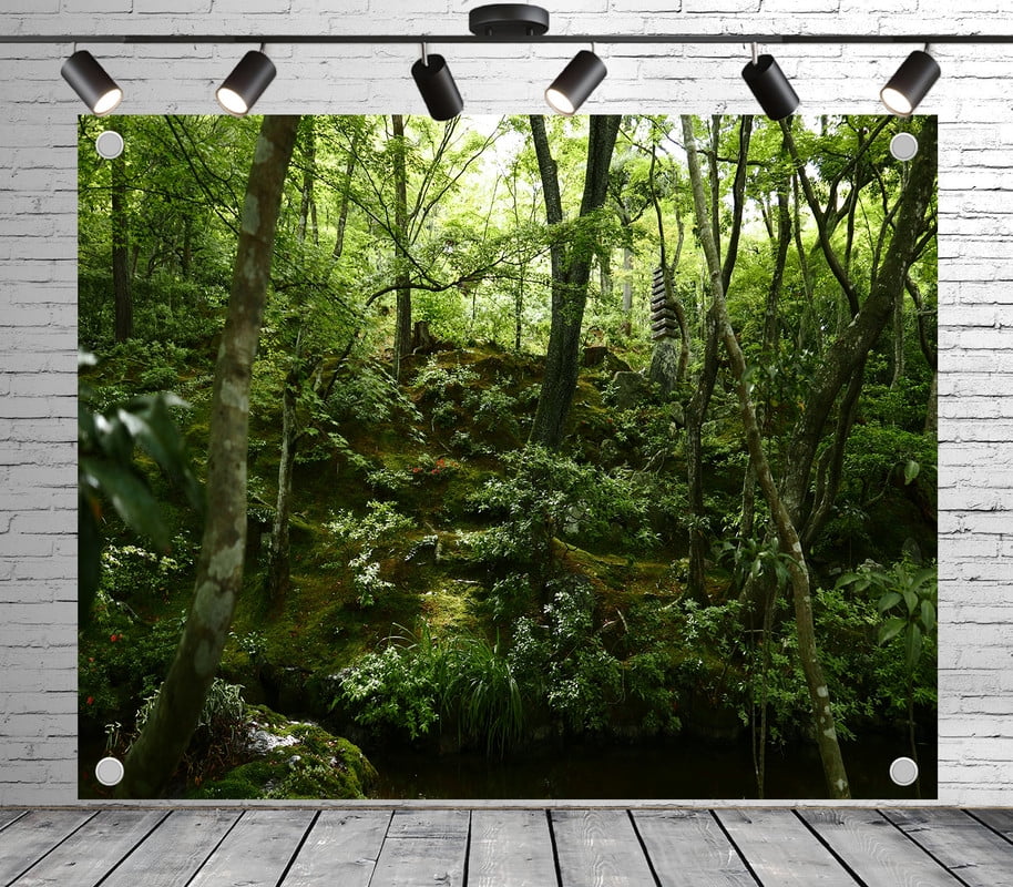 6x4ft Forest Backdrop Mossy Woodland and Stream Photo Backdrop Greenery ...