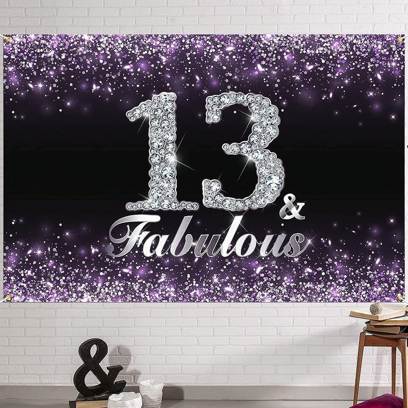 6x4ft Happy 13th Birthday Banner Backdrop - 13 & Fabulous Birthday ...