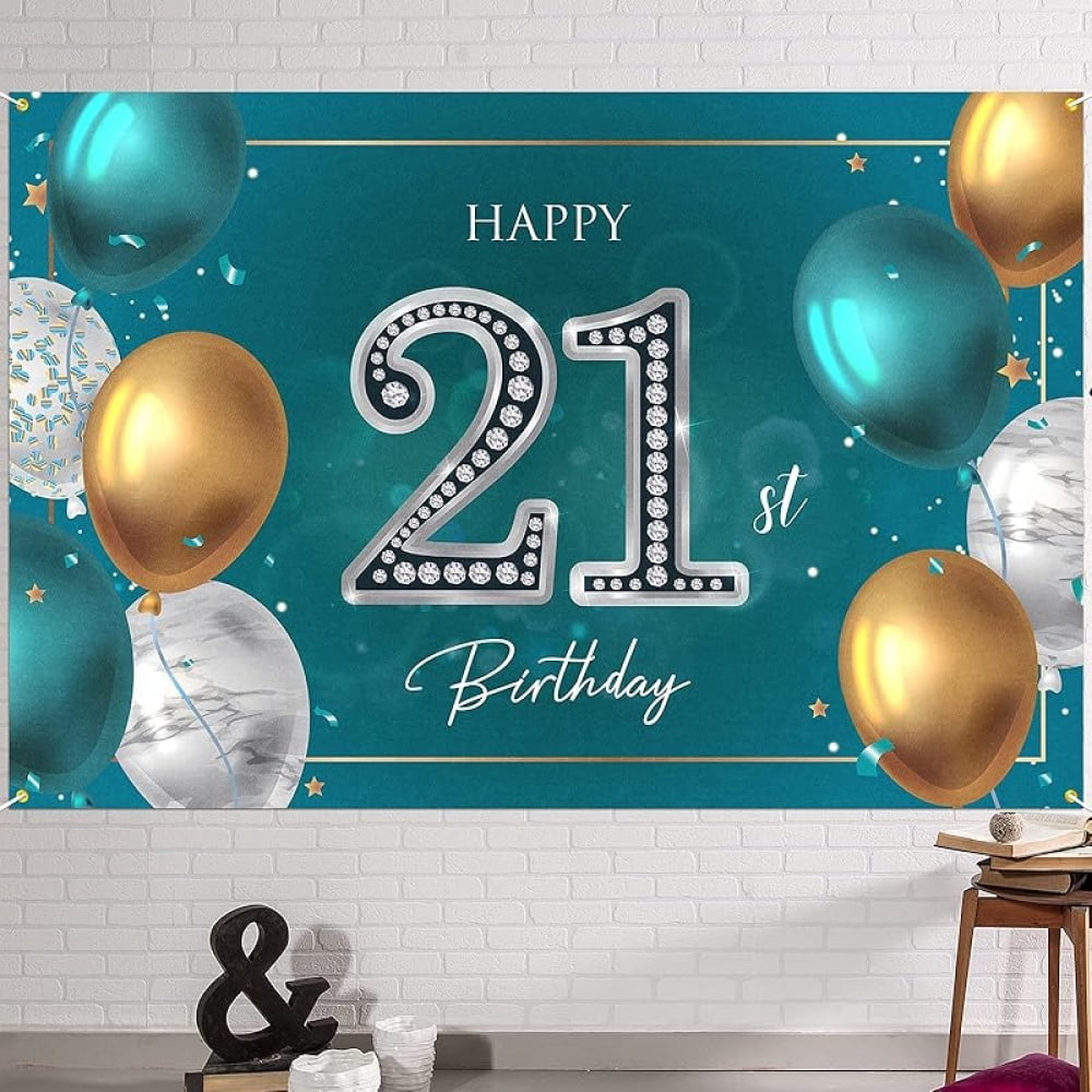 6x4ft Happy 21st Birthday Banner Backdrop - 21 Years Old Birthday Decorations Party Supplies for ...