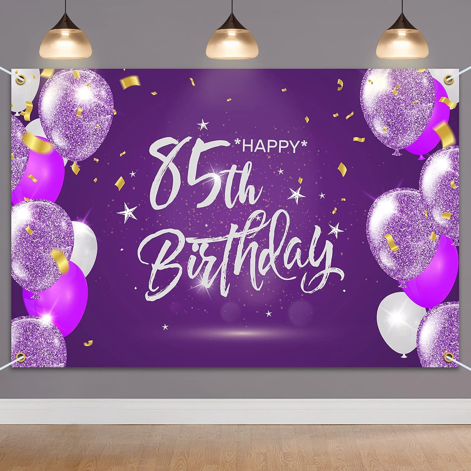 6x4ft Happy 85th Birthday Banner Backdrop - 85 Years Old Birthday ...