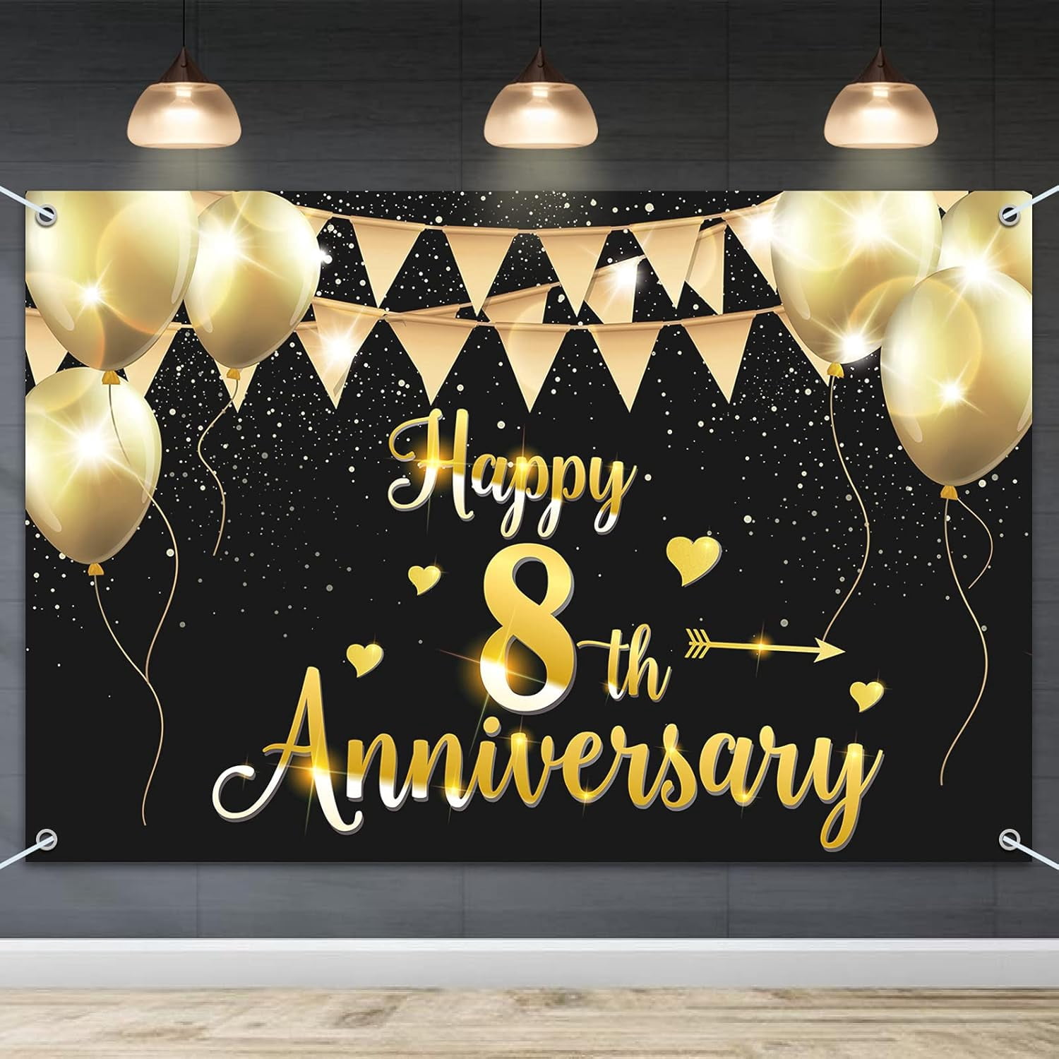 6x4ft Happy 8th Anniversary Banner Backdrop - 8 Wedding Anniversary ...