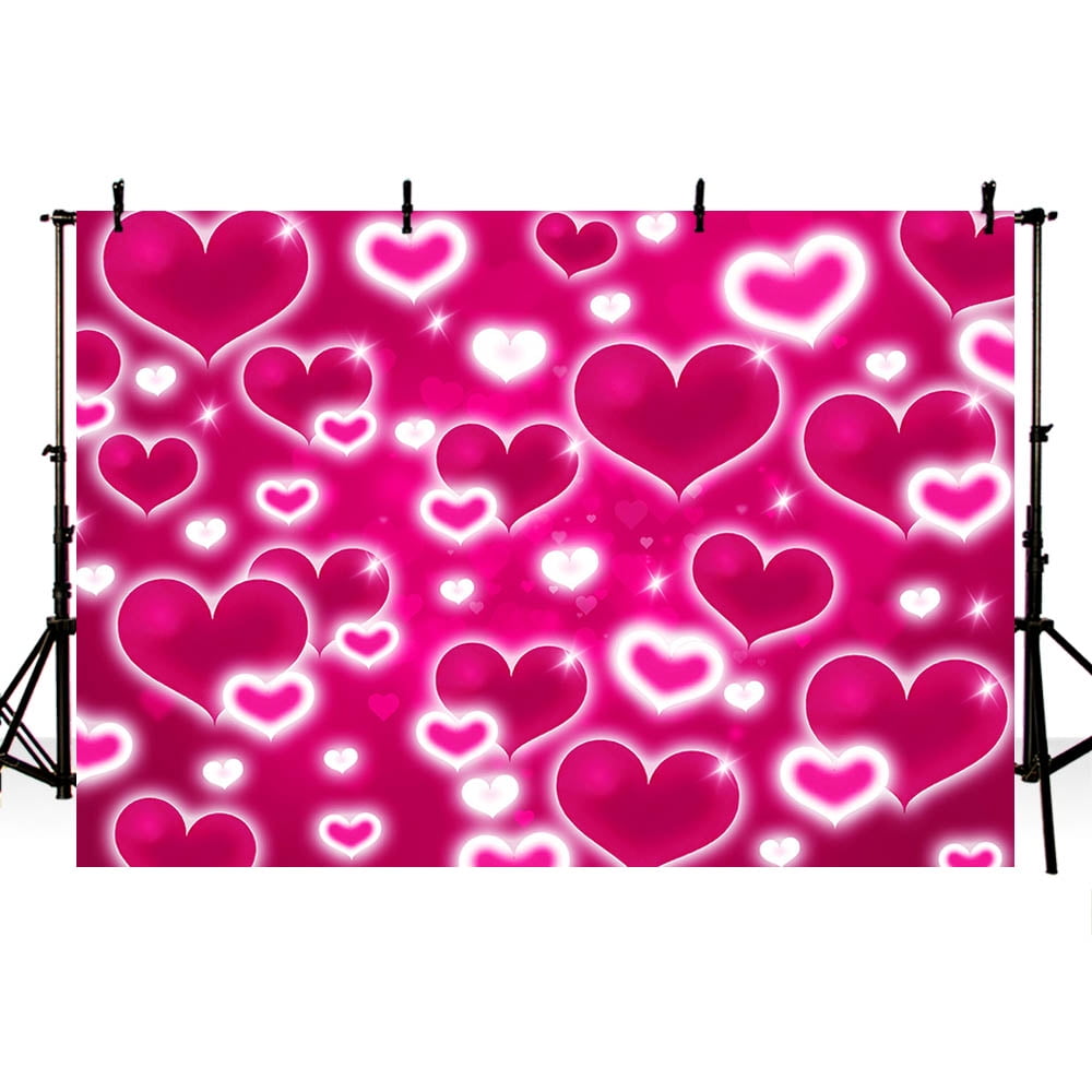 6x4ft Hot Pink Heart Backdrop Valentine's Day Early 2000s Sweetheart ...