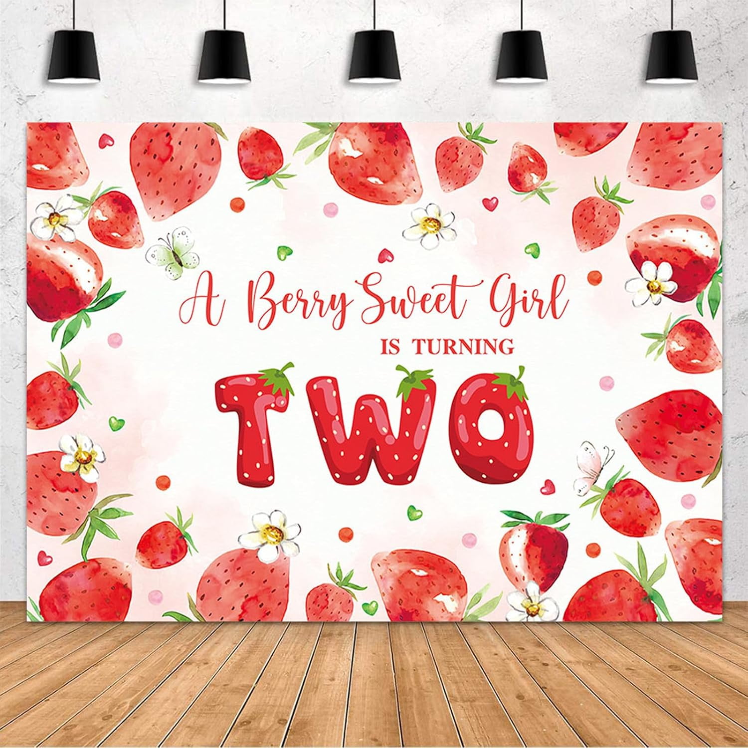 6x4ft Sweet Strawberry Theme 2nd Birthday Backdrop Strawberry 2nd ...
