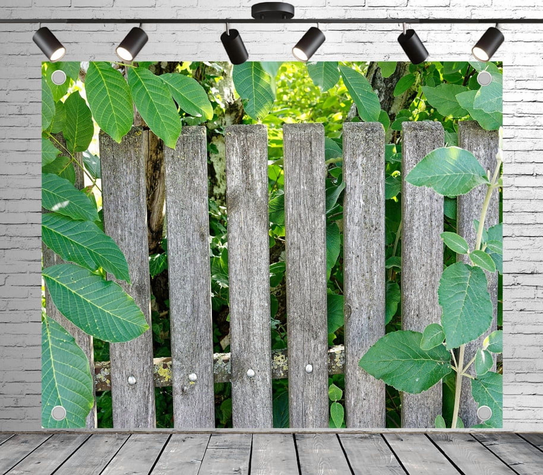 6x4ft Wood Panel Backdrop Green Leaves Photo Backdrop Rustic Garden ...