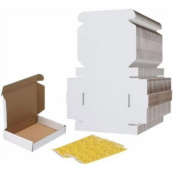 6x4x1 Shipping Boxes Set of 50, White Small Corrugated Cardboard Box ...