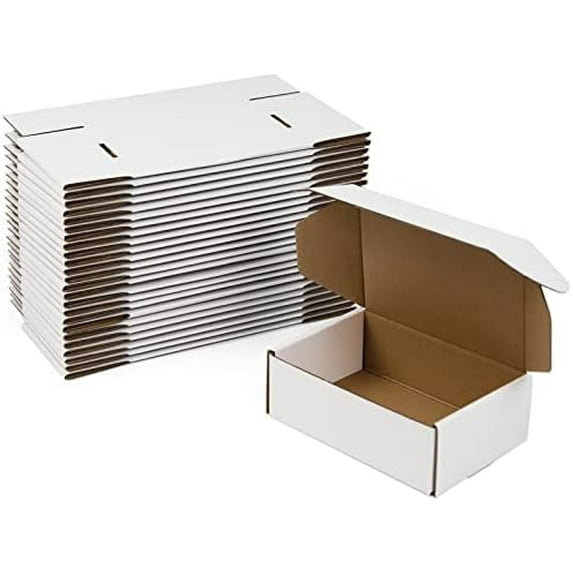6x4x2 Inches Shipping Boxes Pack of 25, White Corrugated Cardboard ...