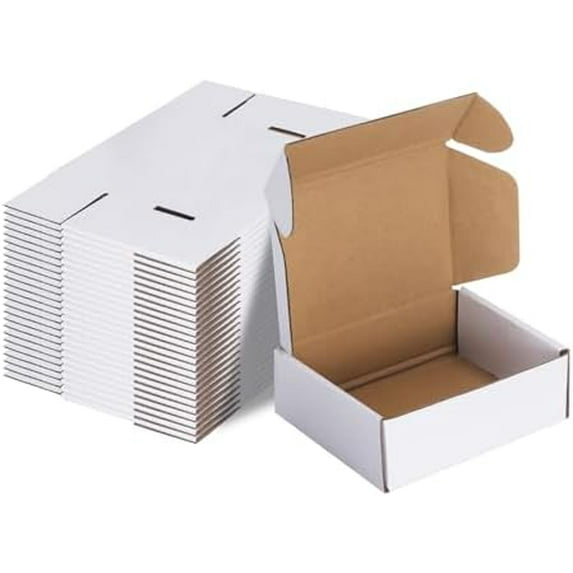 6x4x2 Inches Shipping Boxes Pack of 25, White Small Corrugated ...