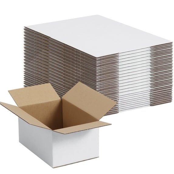 6x4x3 White Corrugated Cardboard Shipping Boxes, Set of 40 for Small ...