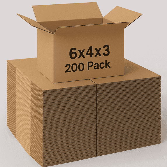 6x4x3 Shipping Boxes Small Corrugated Cardboard Box – 200 Pack Brown ...