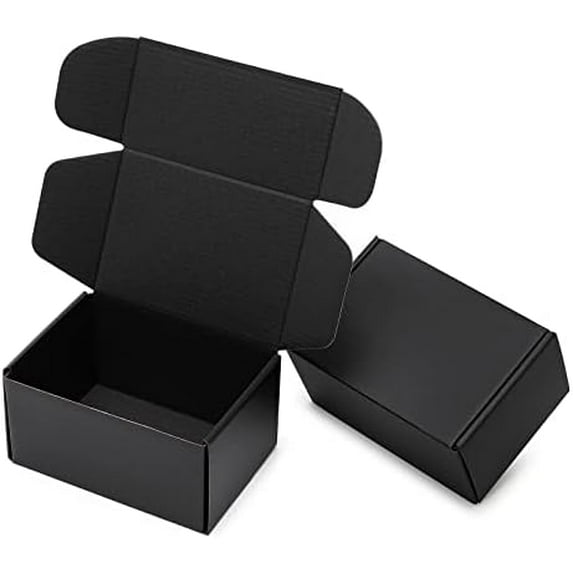 6x4x3 Small Black Shipping Boxes - 24 Pack Corrugated Cardboard Mailing ...