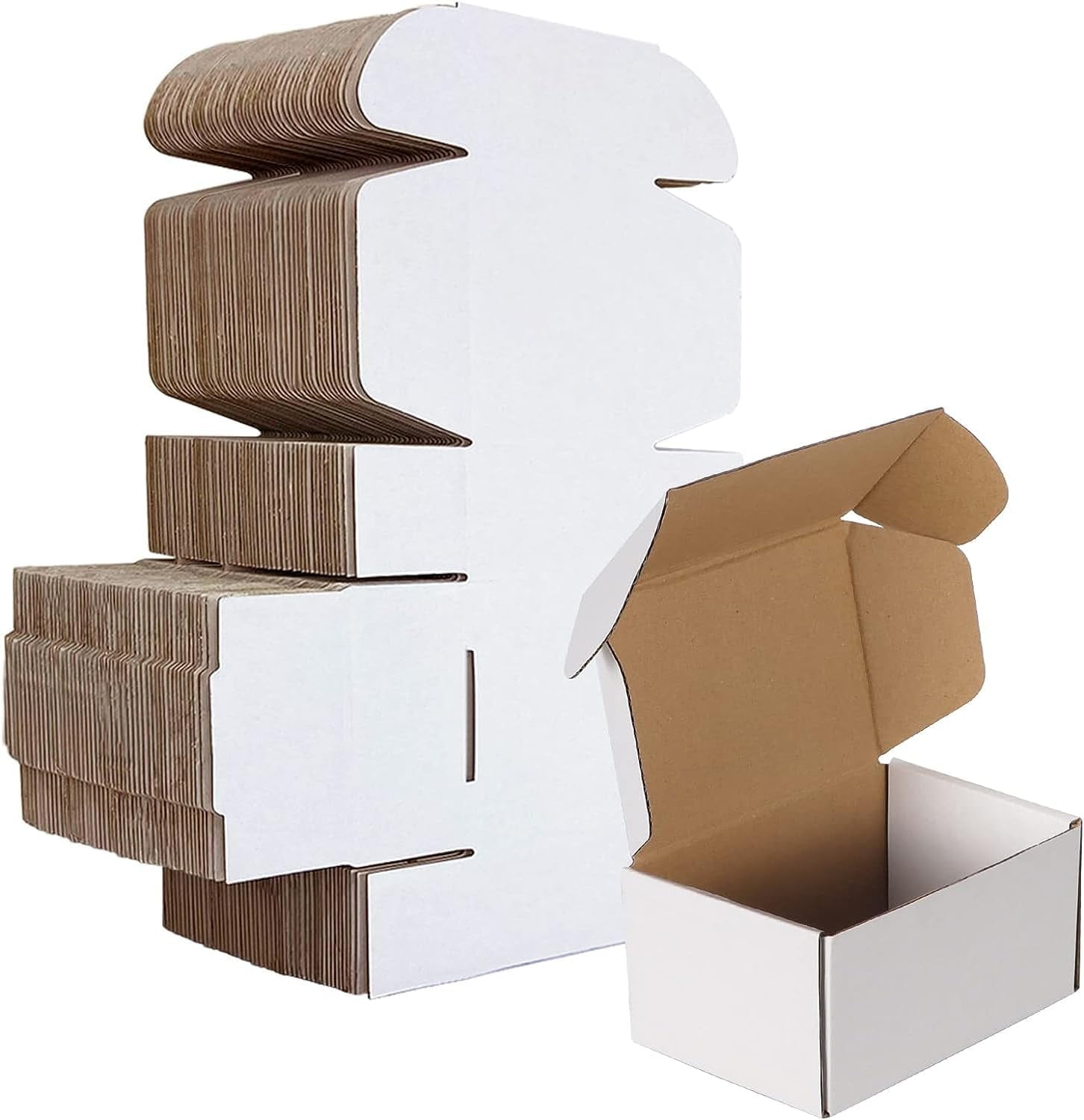 6x4x3 inches Shipping Boxes Set of 50, White Corrugated Cardboard Box ...