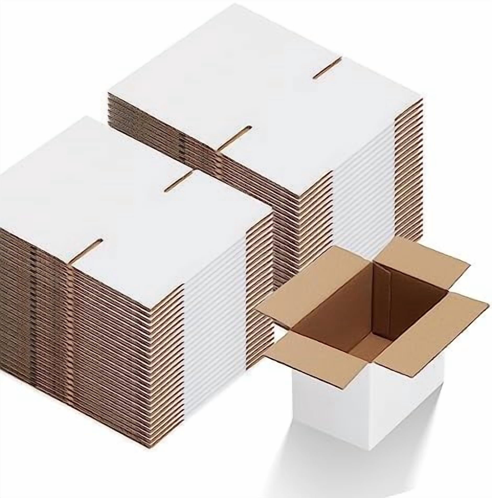 6x4x4 Shipping Boxes Set of 50, White Corrugated Cardboard Box for ...
