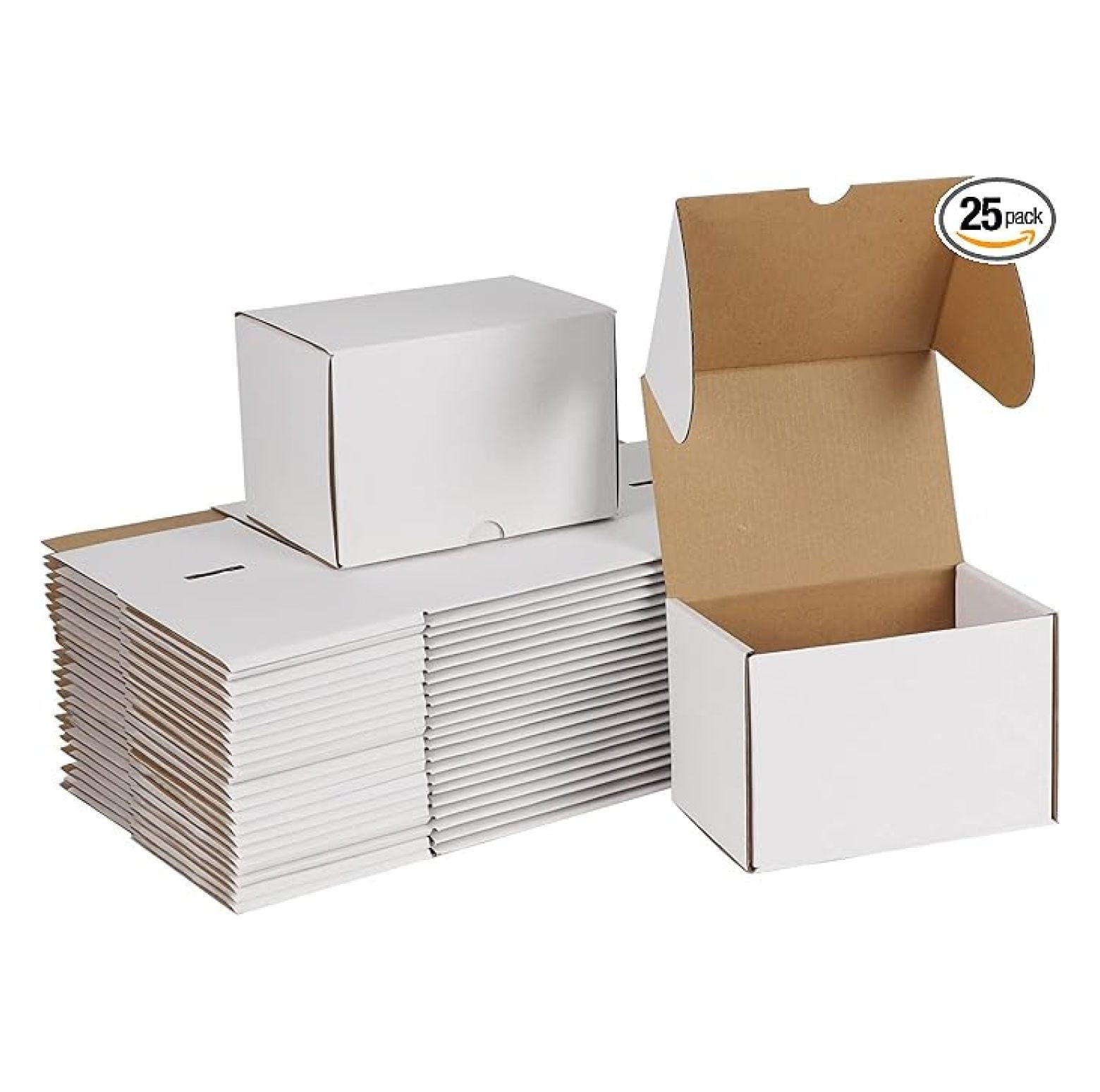 6x4x4 White Shipping Boxes Set of 25, Corrugated Cardboard Mailer Boxes ...