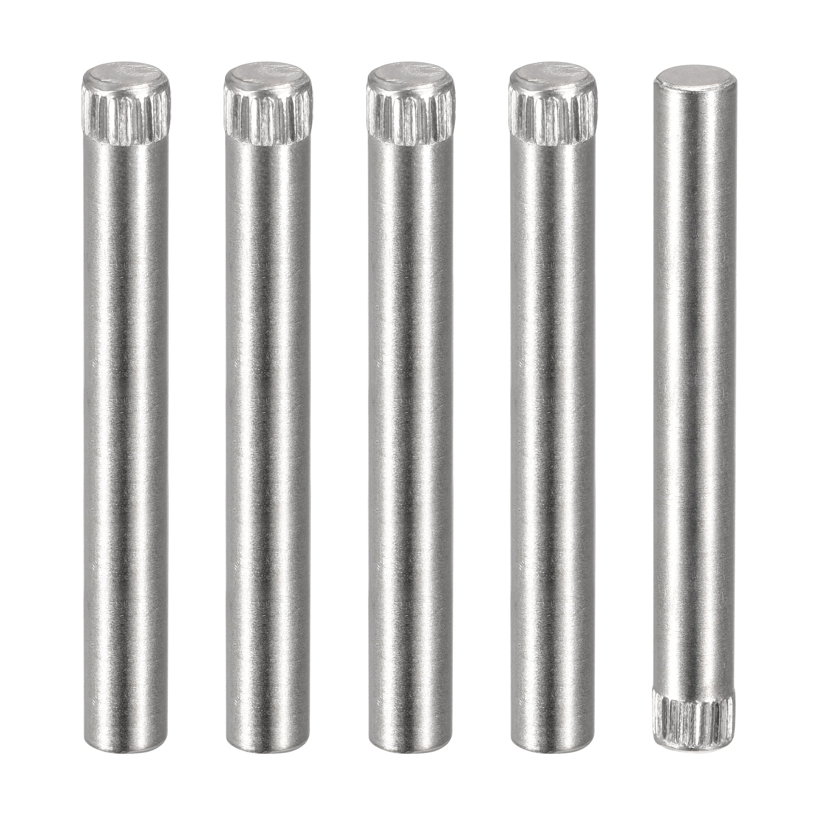 6x50mm 304 Stainless Steel Dowel Pins, 5 Pack Knurled Head Flat End ...