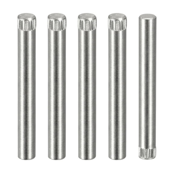 6x50mm 304 Stainless Steel Dowel Pins, 5 Pack Knurled Head Flat End ...