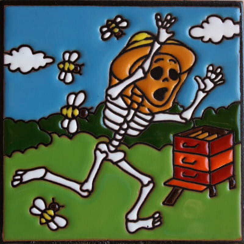 6x6 Bee Keeper. Day-Of-The-Dead Clay Tile - Walmart.com