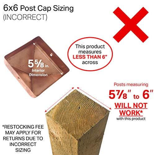 6x6 Copper Flat Top Post Caps (3-Pack) - Extended Lip - Solid Copper ...