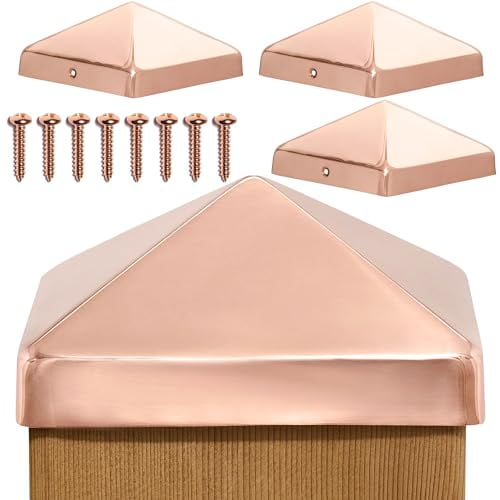 6x6 Copper Pyramid Post Caps (4-Pack) - Extended Lip - Solid Copper ...